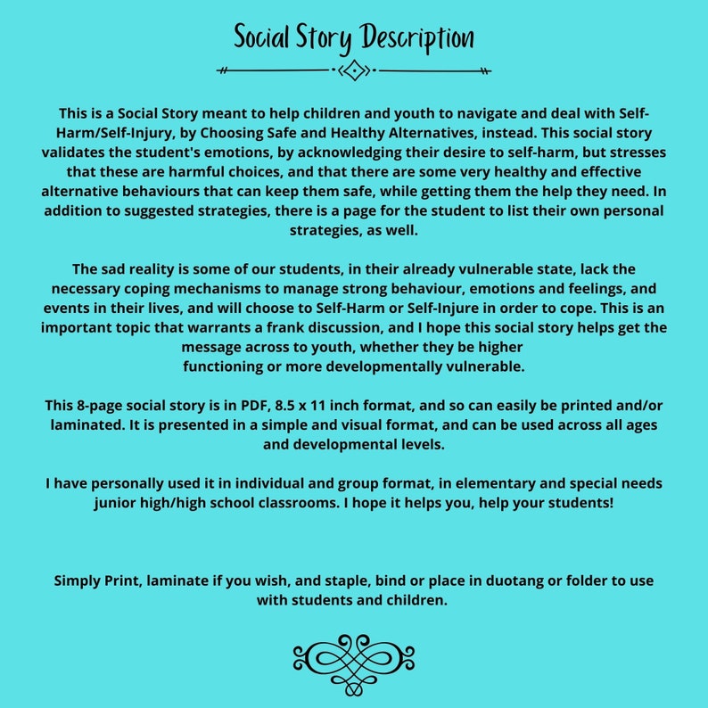 Social Story: Self-harm Making Safe & Healthy Choices Digital Social ...