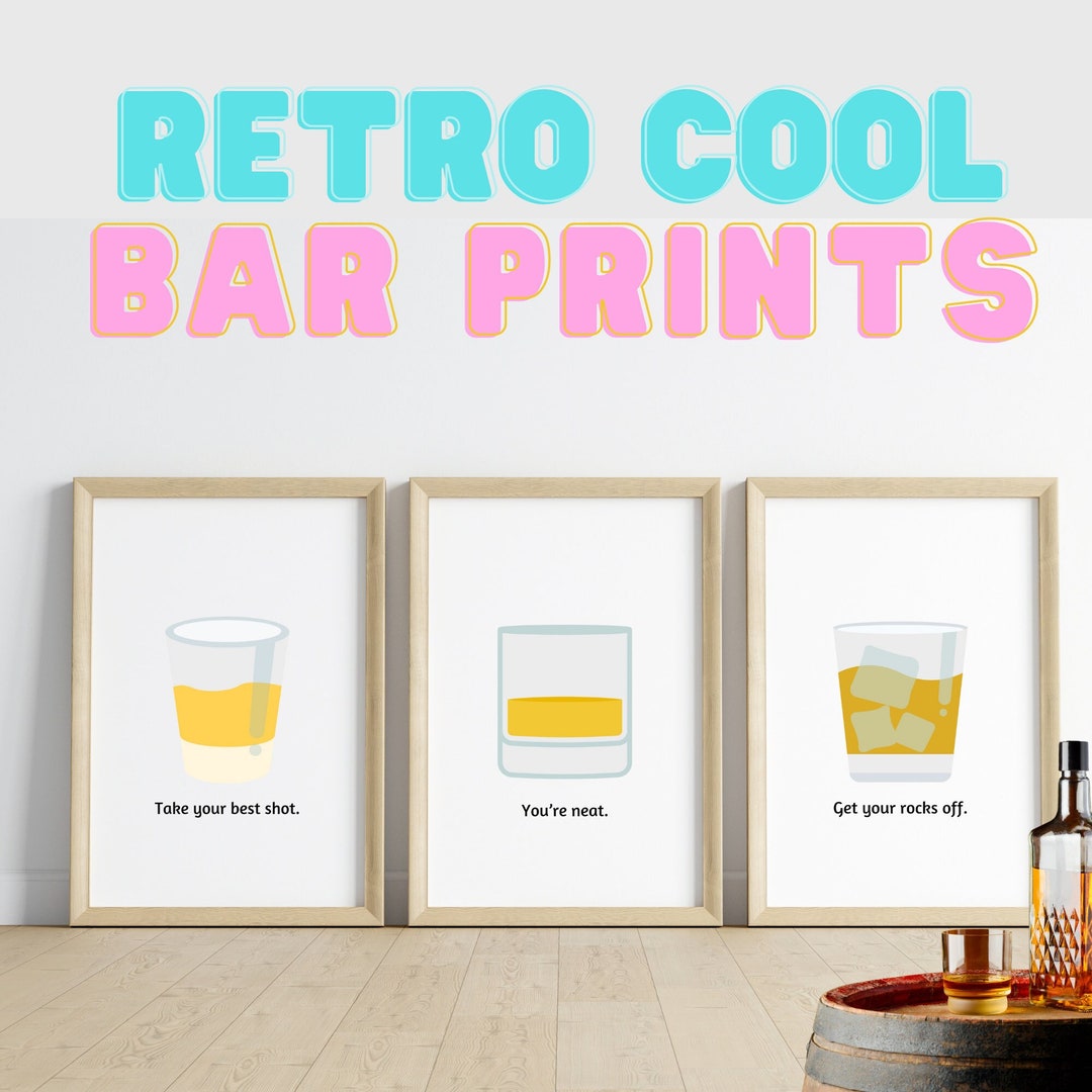 Retro Bar Prints | Bar Cart Art | Kitchen Decor | Dining Room Art ...