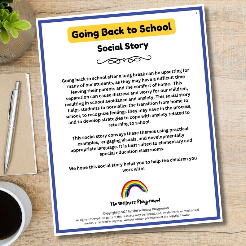 Social Story: Going Back to School, Coping With Separation Anxiety ...
