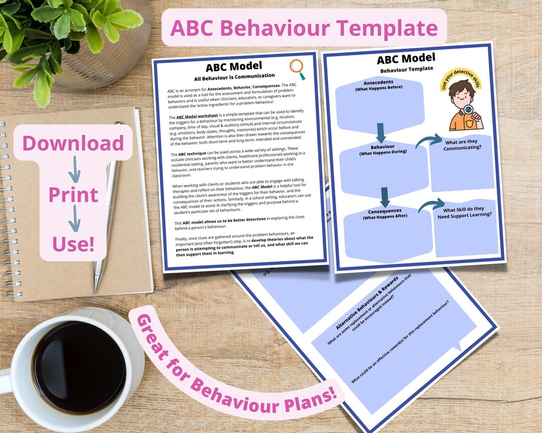 ABC Behavior Model Template: Classroom Intervention Chart (PDF & JPEG ...