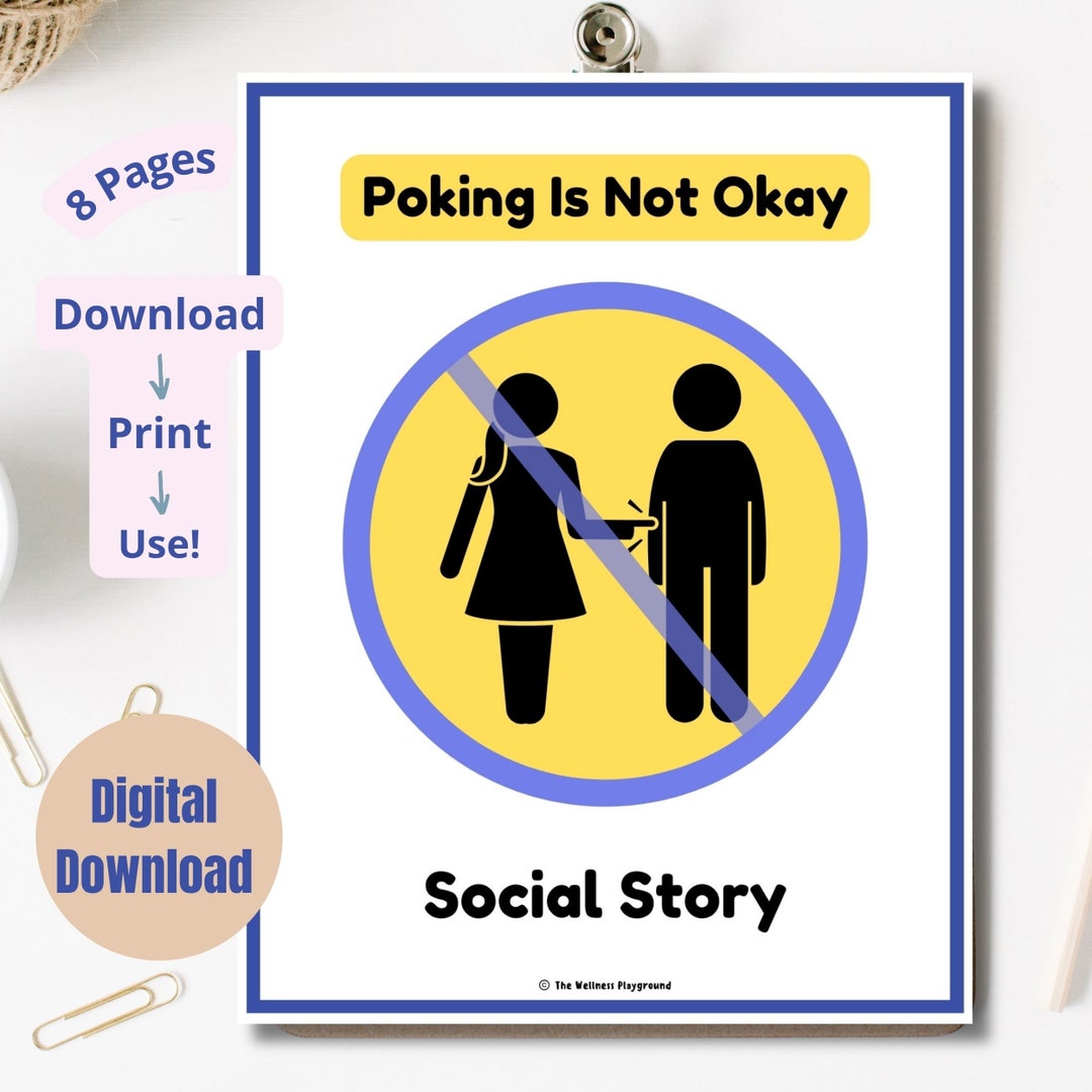Poking is Not Okay Social Story: Behaviour Life Skills Lesson (PDF) - Etsy