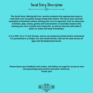 Printable Social Story: Taking Turns - Social Skills (PDF) - Etsy