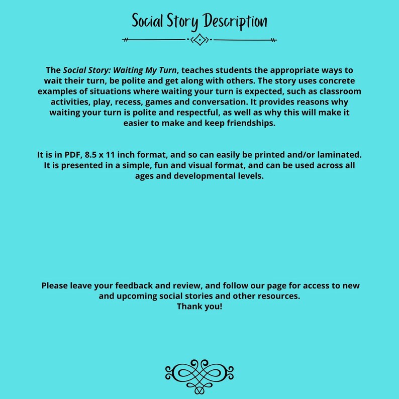 Printable Social Story: Taking Turns - Social Skills (PDF) - Etsy