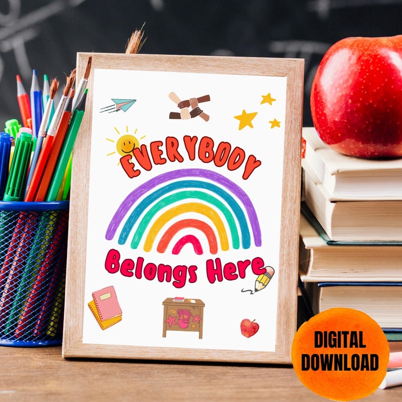 Everybody Belongs Here School Poster, Classroom Welcome Poster, Class ...
