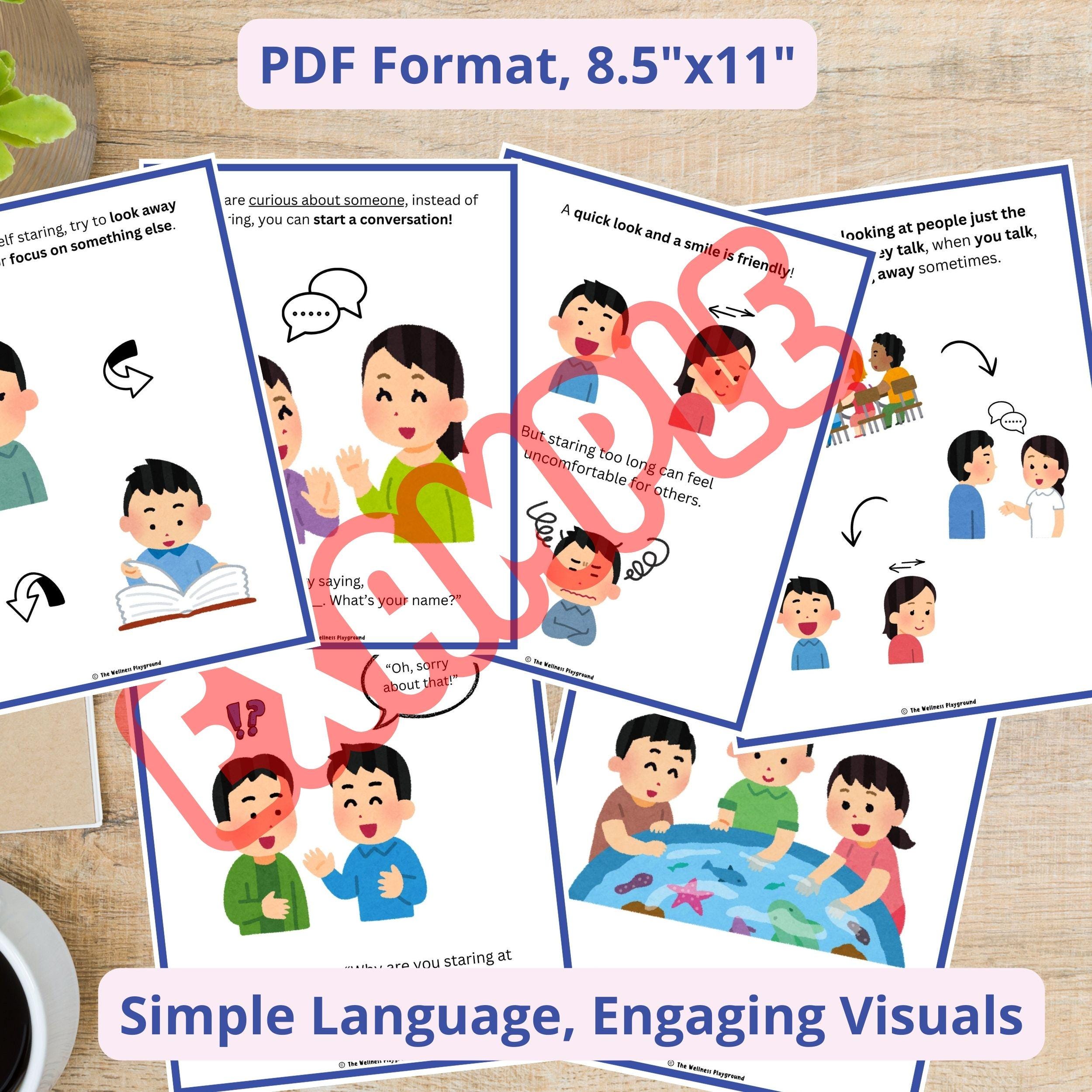 Social Story About Staring | Social Skills Lesson | Personal Space and ...