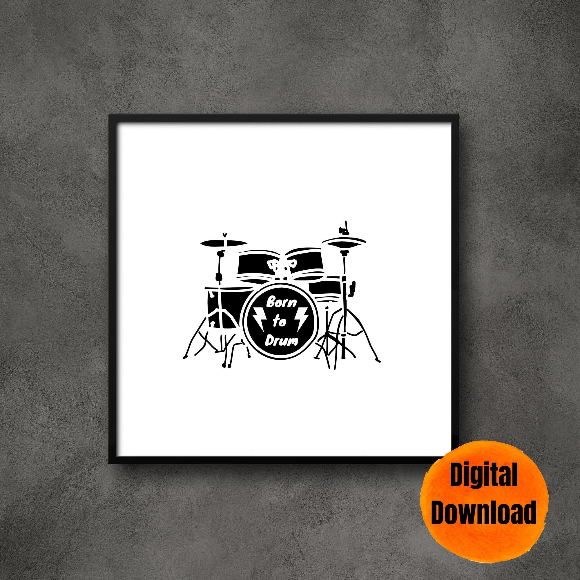 Drumming Poster | Born to Drum | Rock Music Print | Drum Set Art ...