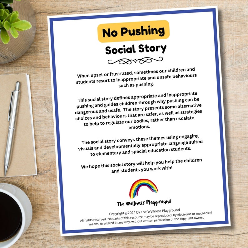 Social Story: No Pushing | Pushing is Not Okay Social Story | Social ...