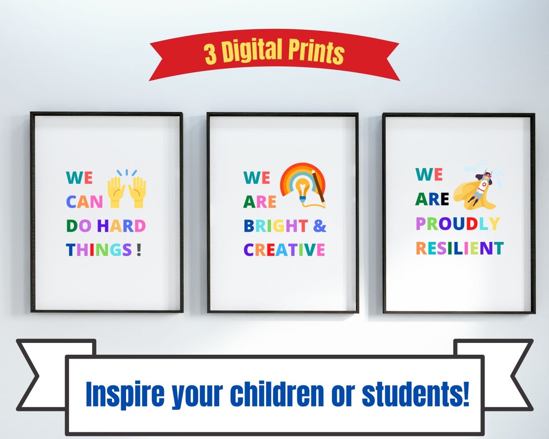 Inspirational Classroom Poster Set: Kids Digital Prints (3 Images) - Etsy