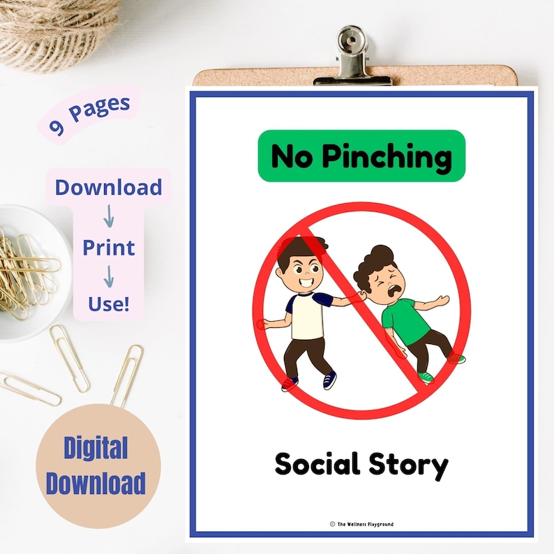 Social Story: No Pinching Social Emotional Lesson Behavior Social Story ...