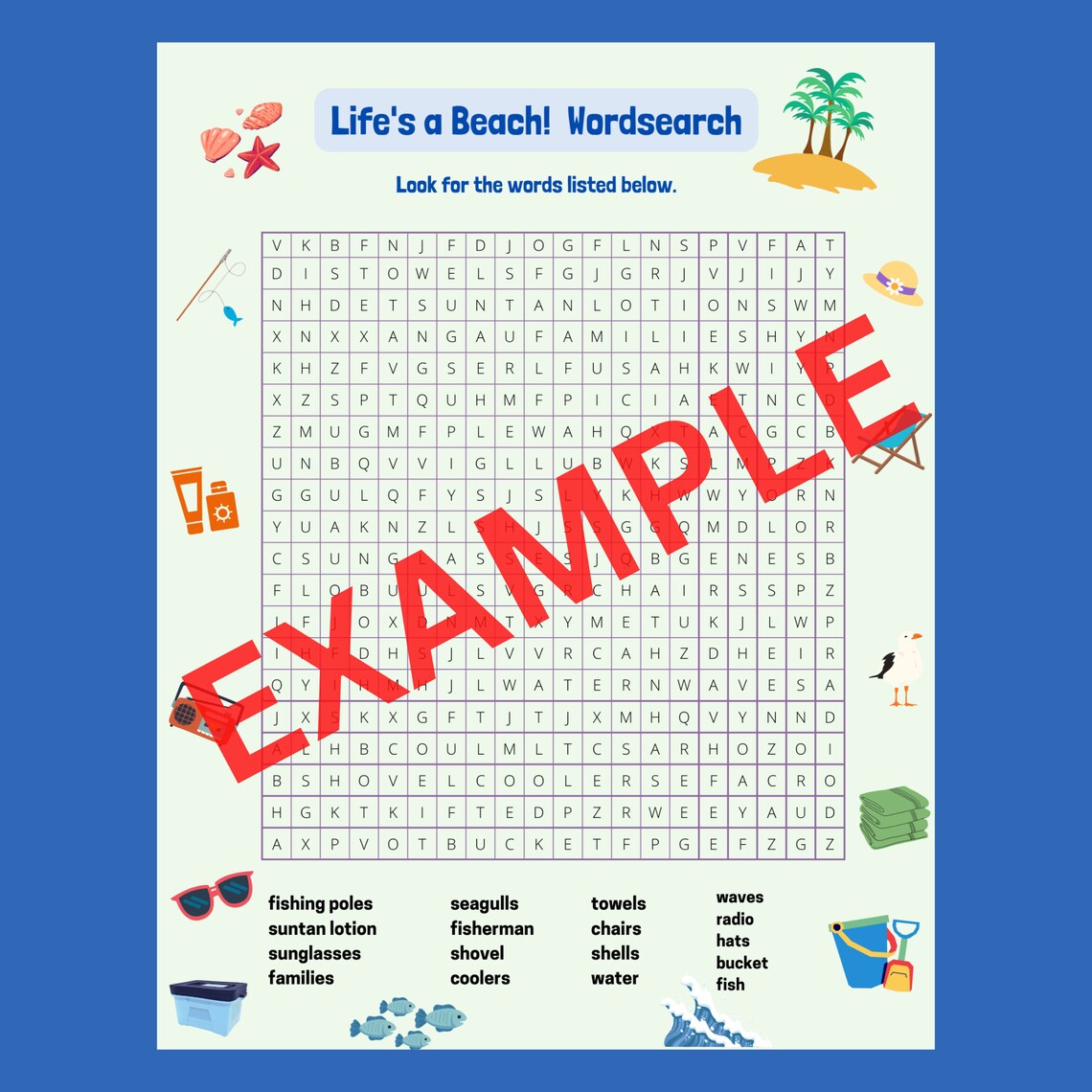 Printable Wordsearch | Life's a Beach Wordsearch | Beach Theme ...
