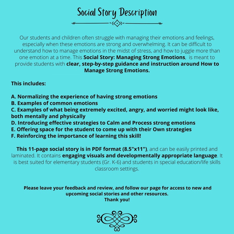Social Story: Managing Strong Emotions | Digital Classroom Resource ...