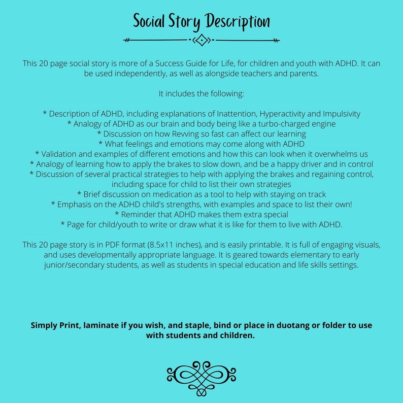 ADHD Social Story Workbook: Strategies for Students (digital Download ...