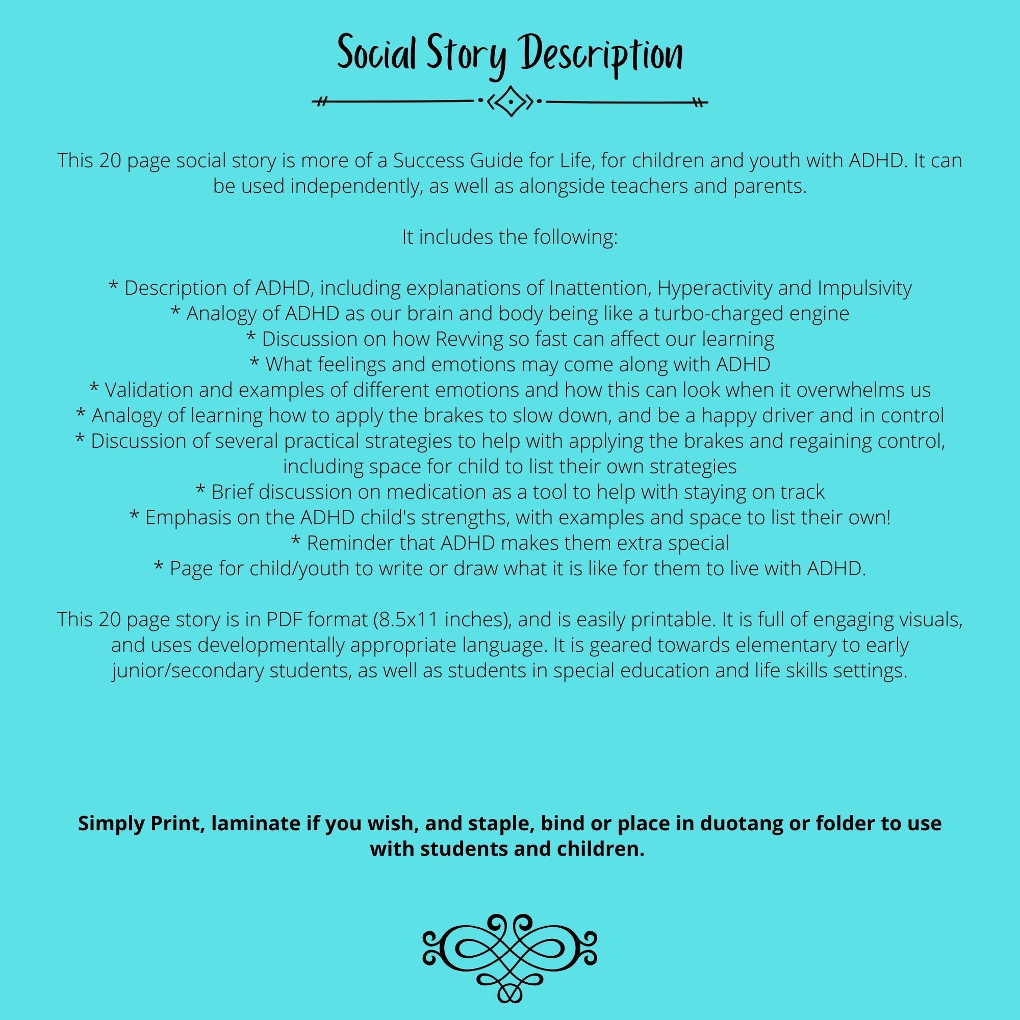 ADHD Social Story Workbook: Strategies for Students (digital Download ...