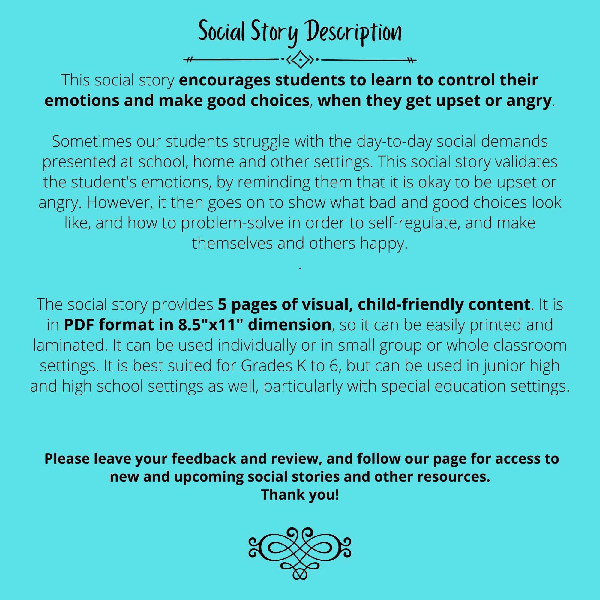Social Story: What to Do When I Get Upset or Angry | Printable Social ...