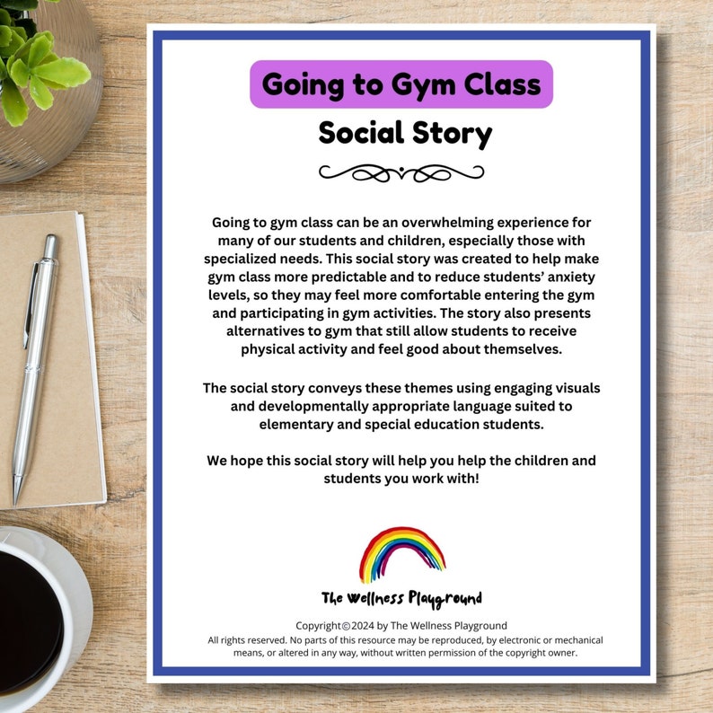 Gym Class Social Story: Phys Ed for Elementary Students (PDF) - Etsy