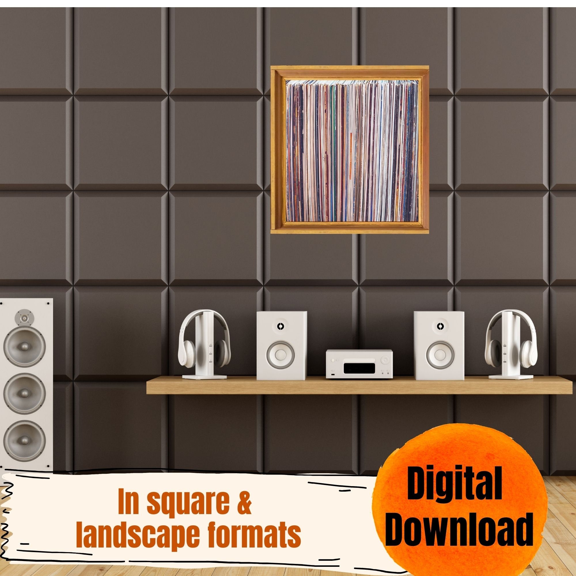 Stacked Vinyl Printable Music Art Vinyl Lover Records Nostalgia Music ...