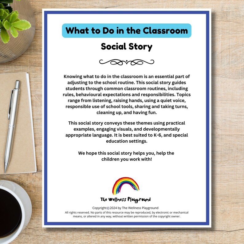 Social Story What to Do in the Classroom, Behaviour Expectations ...