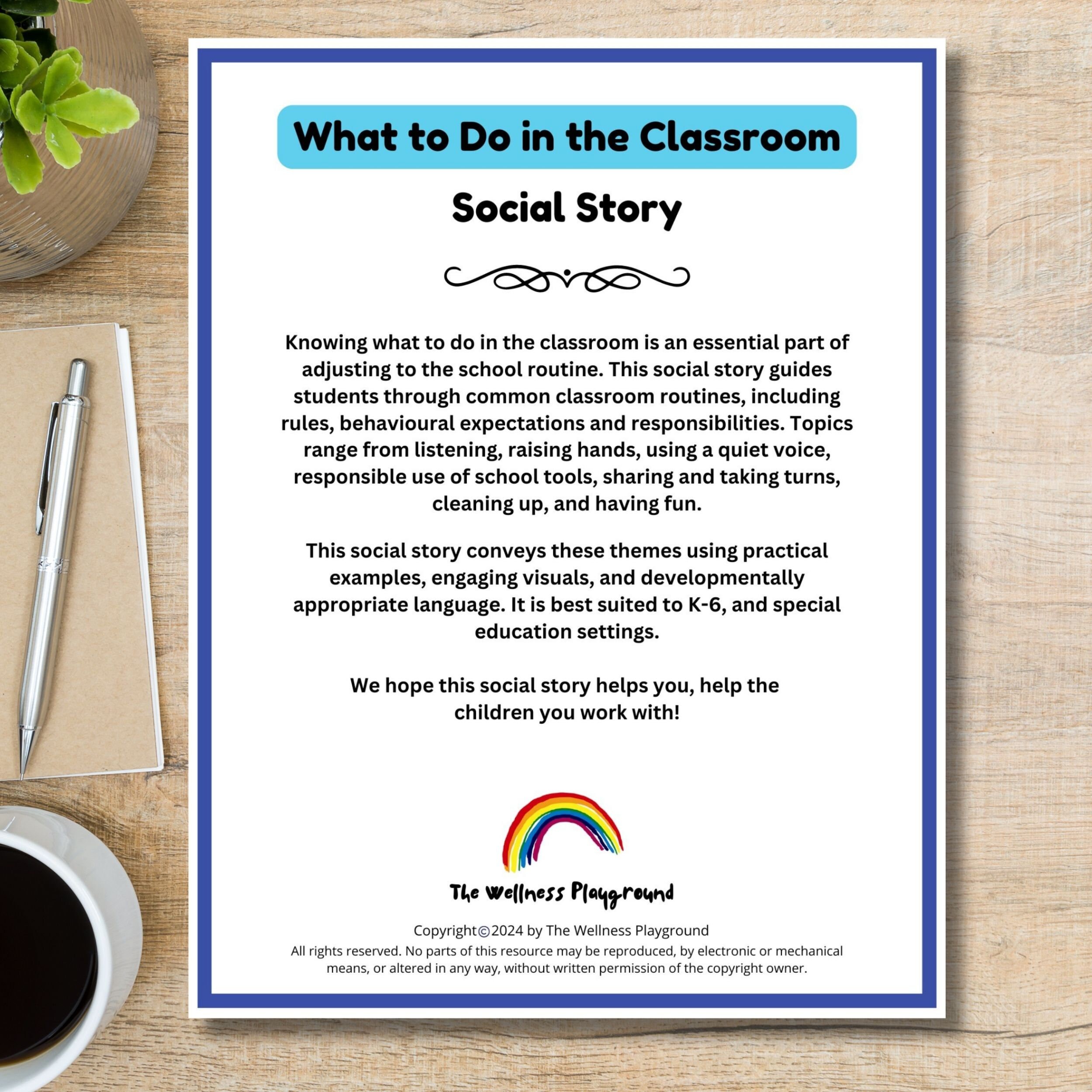 Social Story What to Do in the Classroom, Behaviour Expectations ...