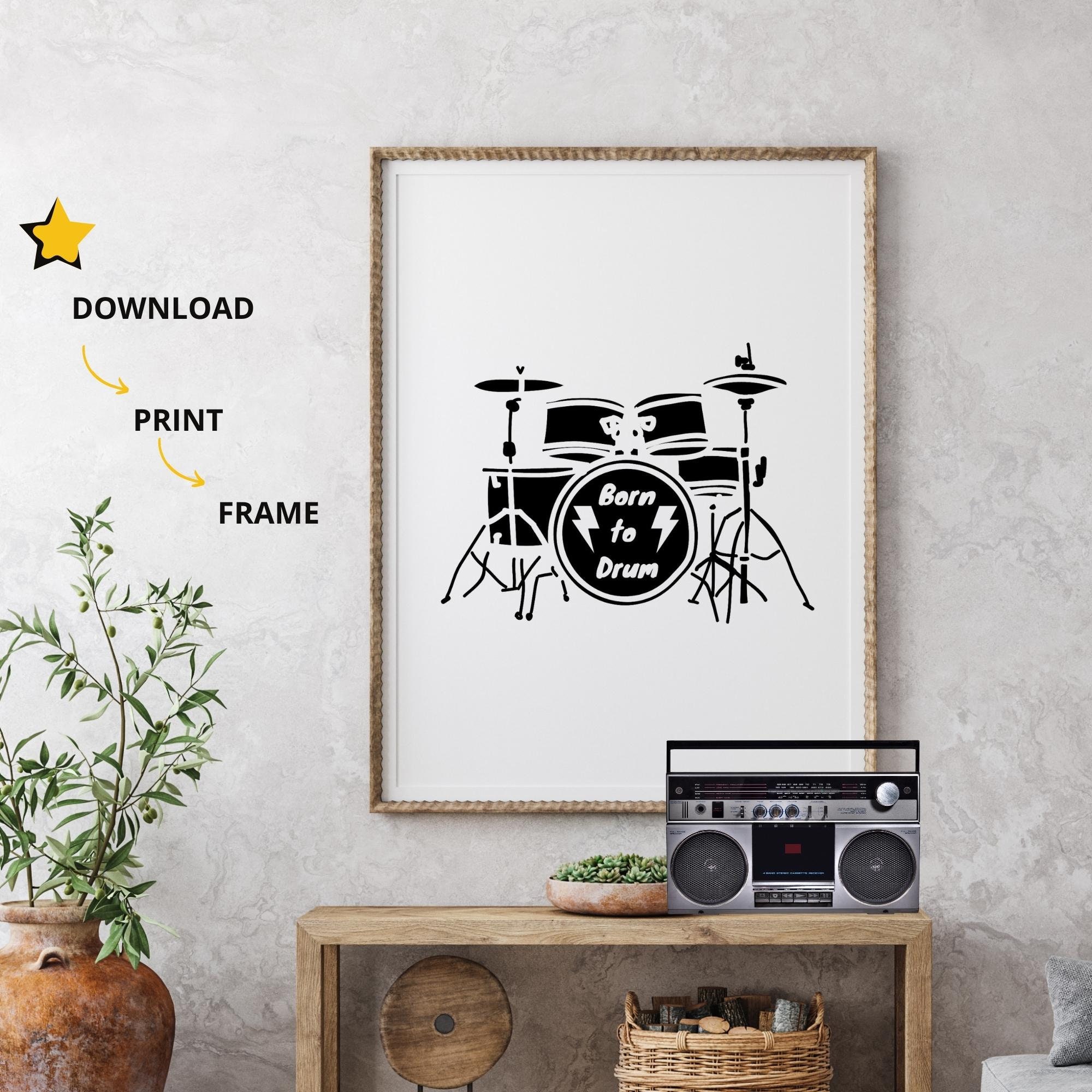Drumming Poster | Born to Drum | Rock Music Print | Drum Set Art ...