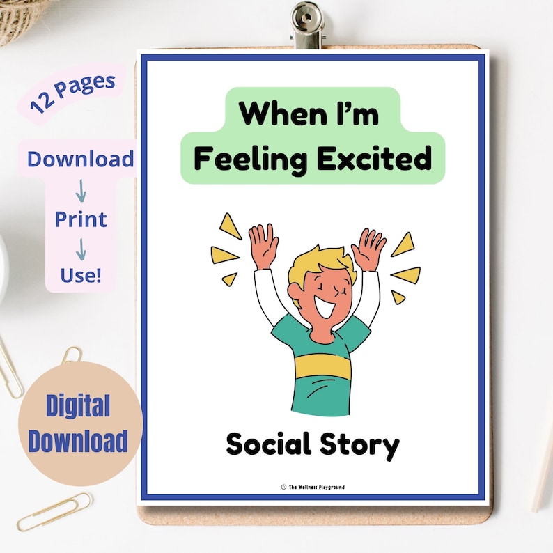 Social Story When I'm Feeling Excited Feelings Social Story Emotion ...