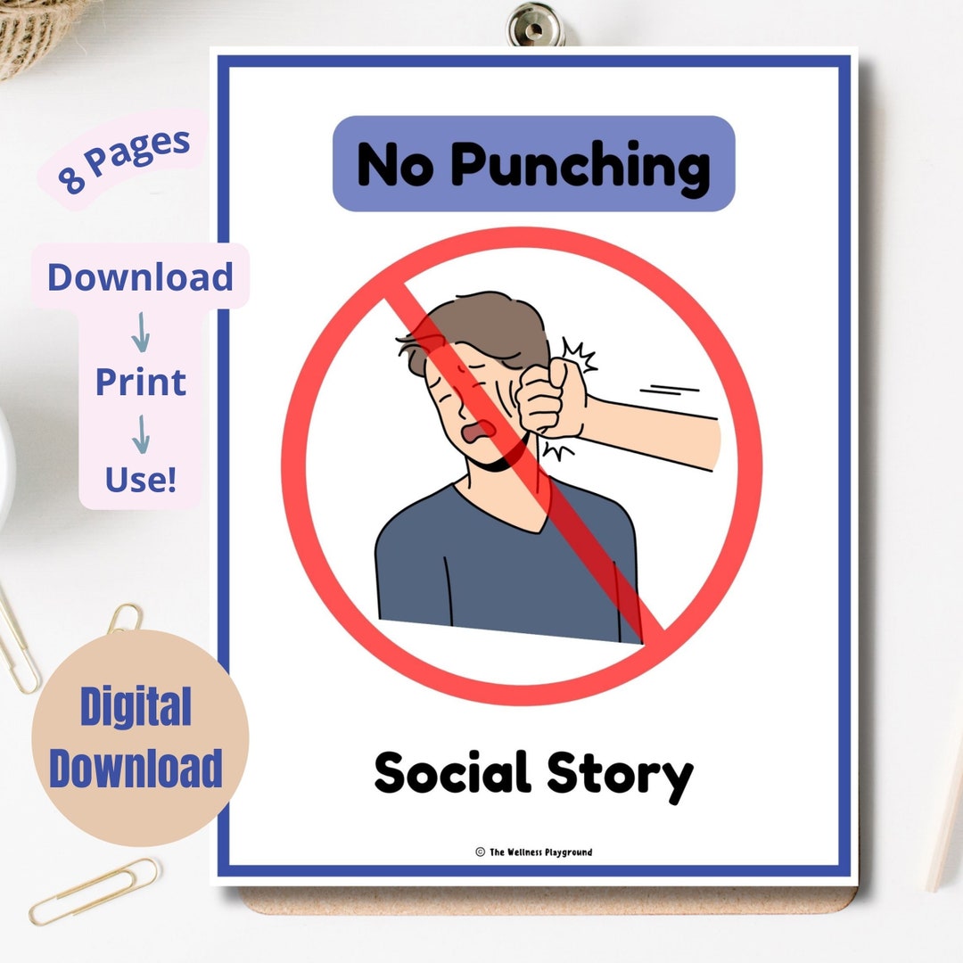 No Punching Social Story: Behavior Management Lesson (digital Download ...