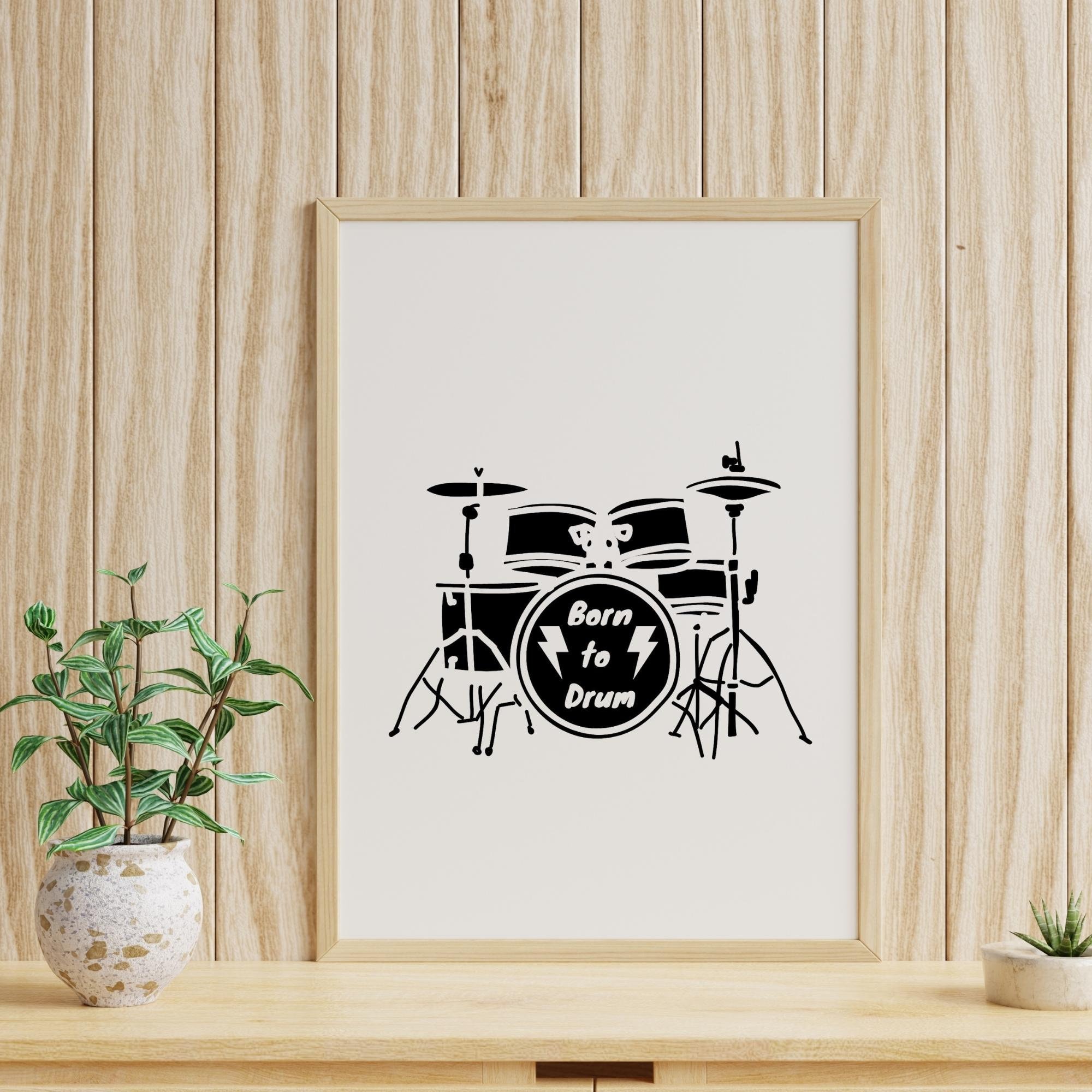 Drumming Poster Born to Drum Rock Music Print Drum Set Art Drummer ...
