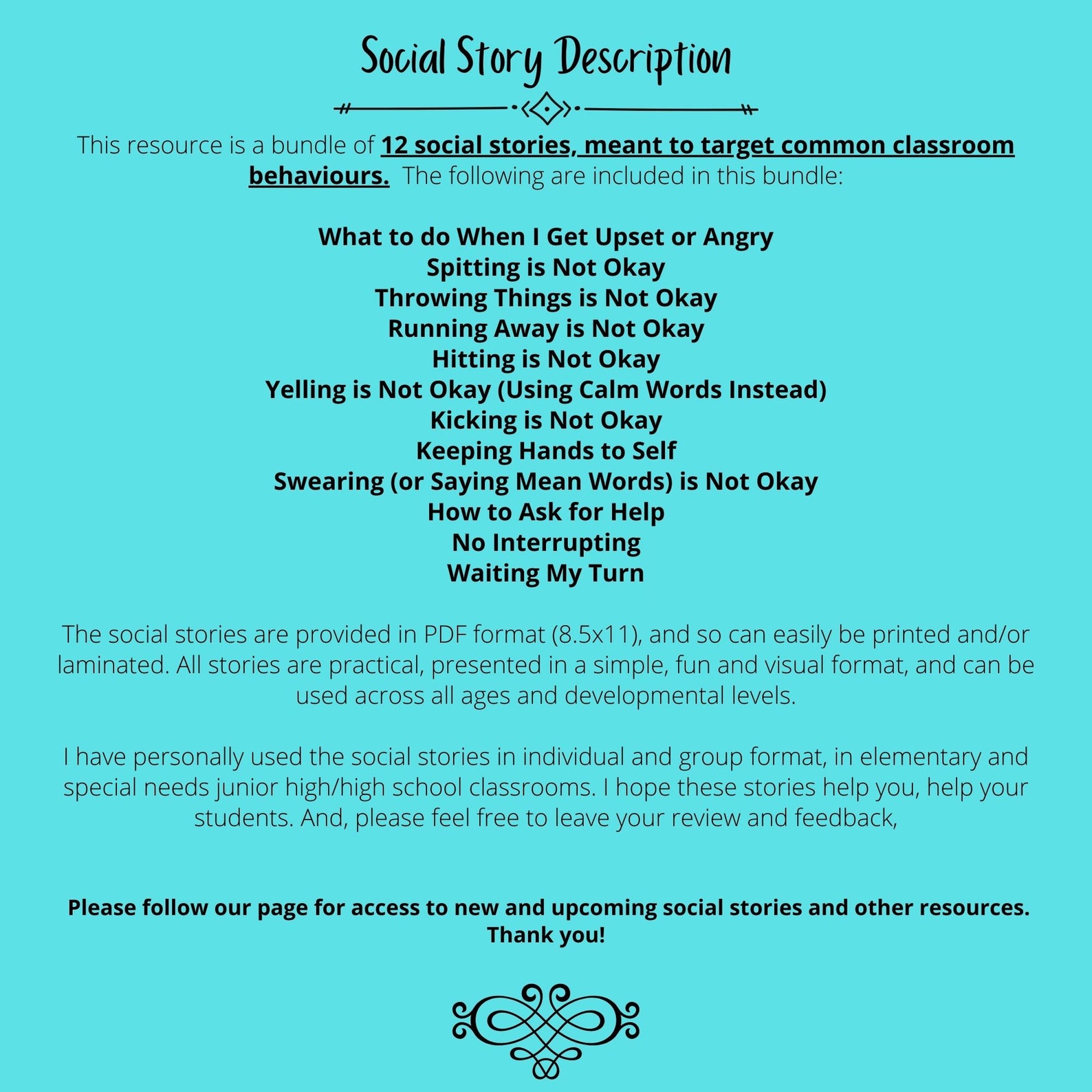 Social Story Bundle 12 Common Classroom Behaviours | Printable Social ...