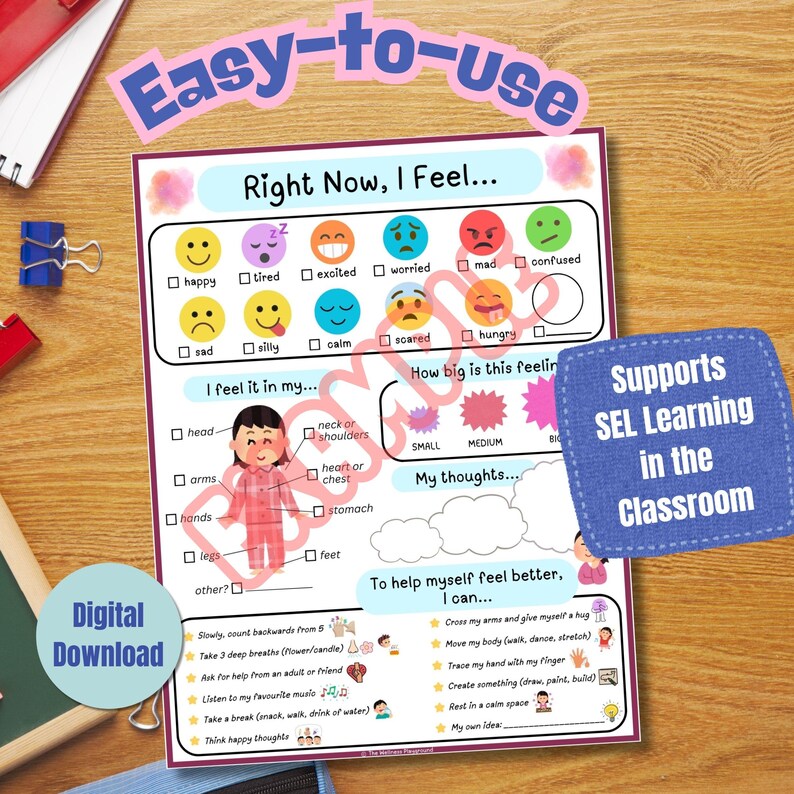 Feelings Reflection Tool | Emotional Check-in Poster | SEL Calm Down ...