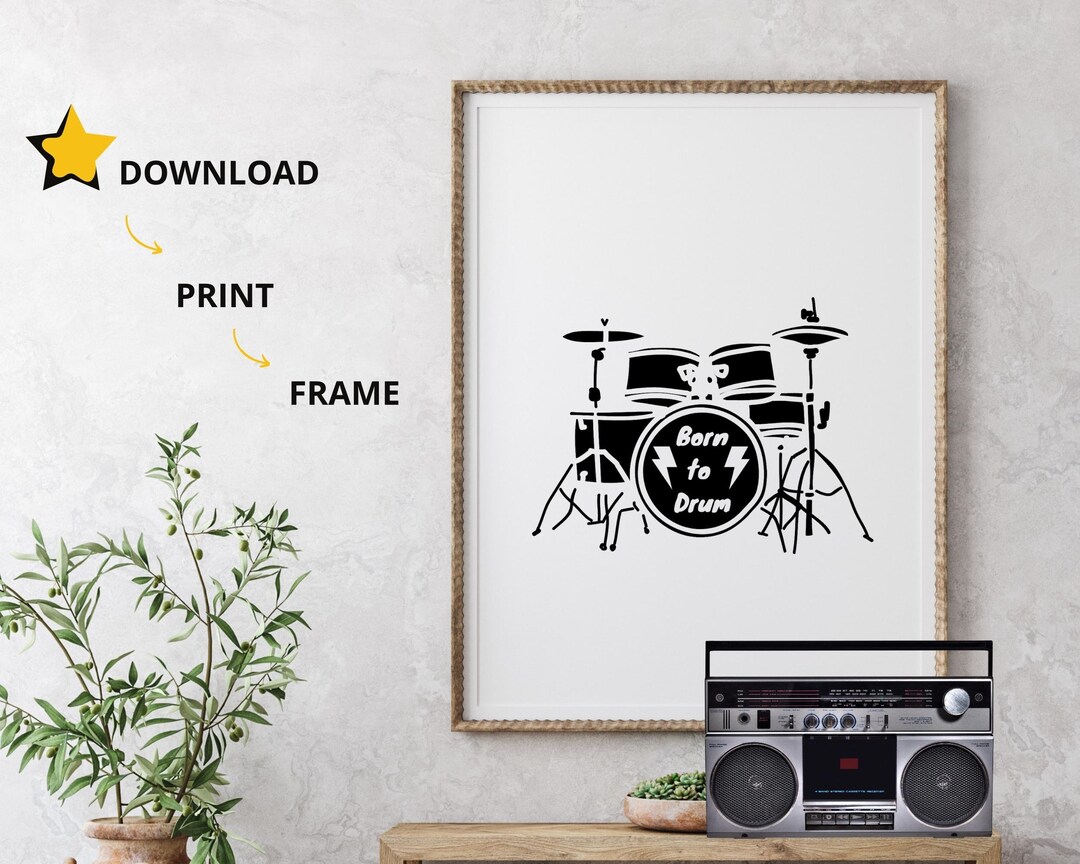 Drumming Poster | Born to Drum | Rock Music Print | Drum Set Art ...