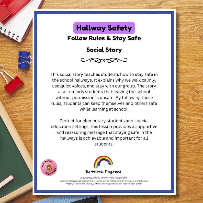 Hallway Safety Social Story for Elementary Students | Printable PDF ...
