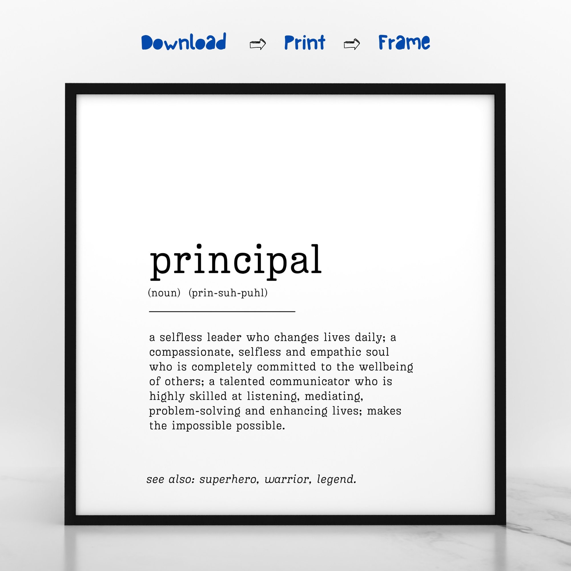 Principal Definition Print | School Principal Gift | Teacher ...