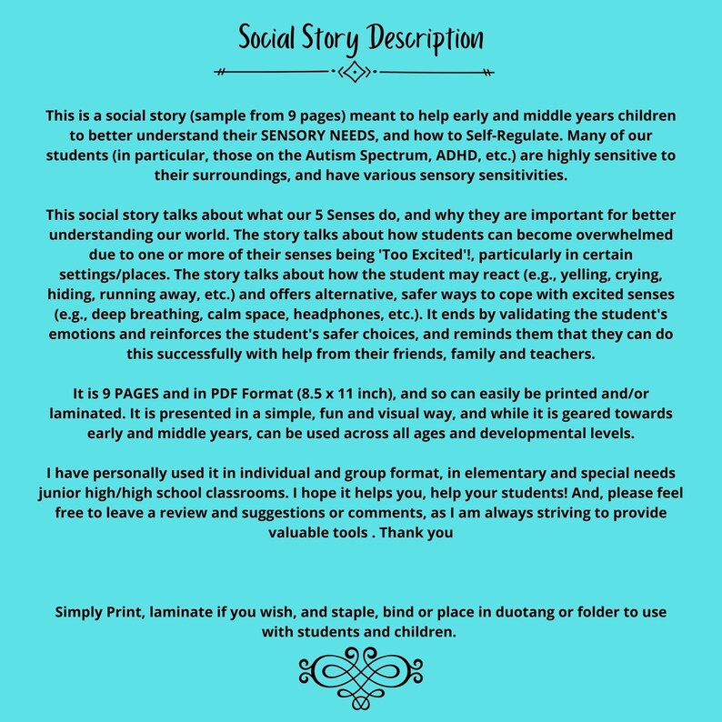 Social Story My Sensory Needs | Self-regulation Social Story | Autism ...