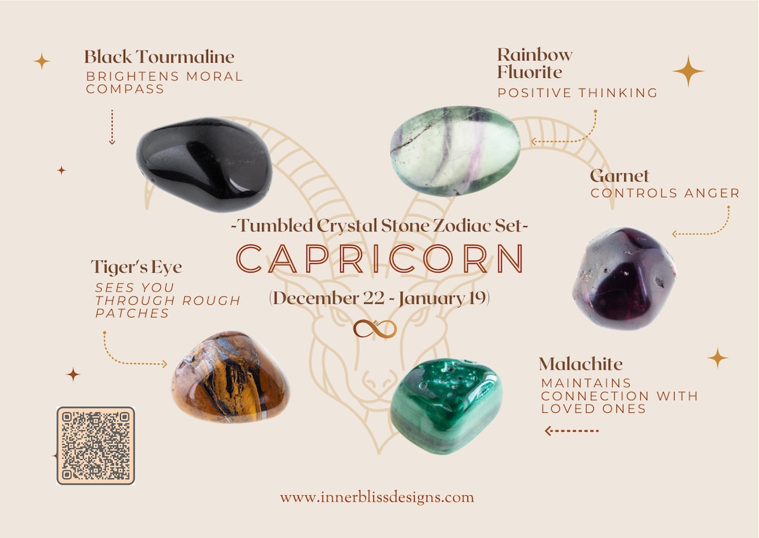 CAPRICORN | Zodiac Tumbled Stone Set | Crystals for Confidence ...