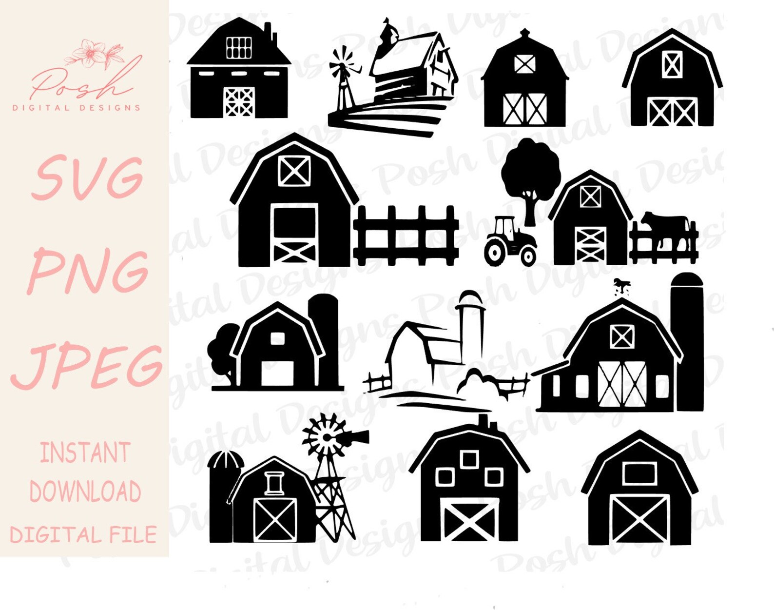 Farm Barn Svg,png,barns,windmill,barn Svg Cricut,cut File,vinyl,farm ...