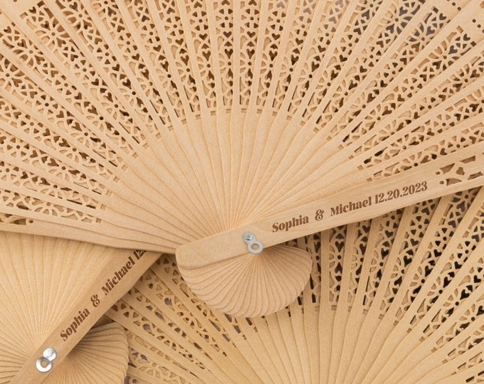 Personalized Hand Fan Wedding/ Custom Sandalwood Hand Fans/ Rustic Fans ...