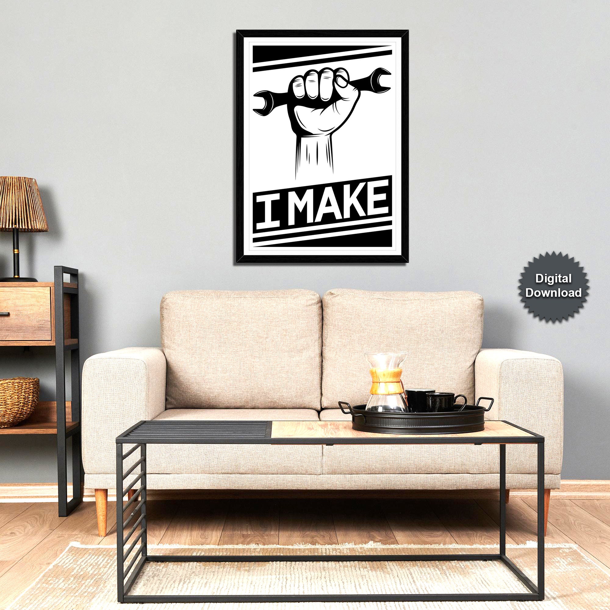 Printable Minimal Design i Make Poster. Printable Maker Workshop Poster ...