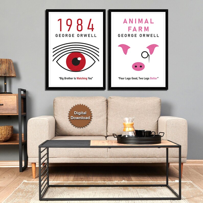 Minimal Design 1984 and Animal Farm Poster Set Printable Book - Etsy