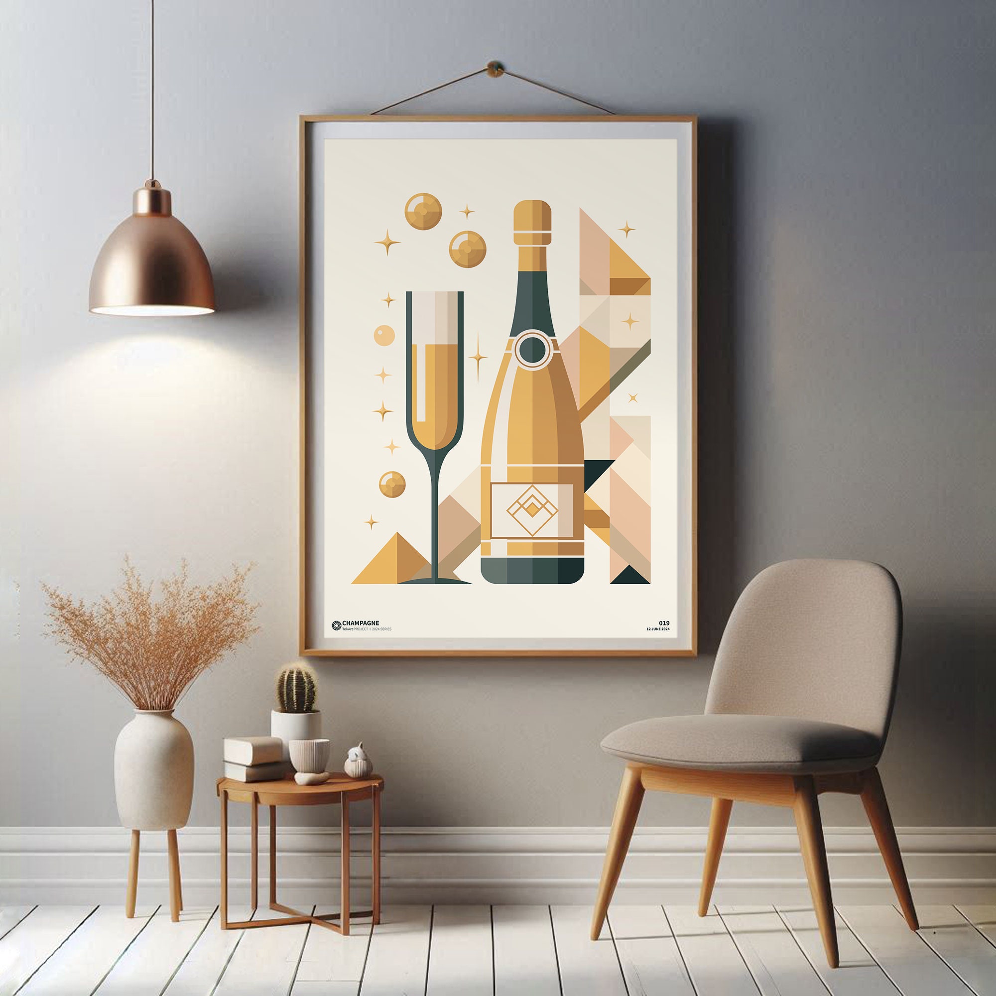 Printable Abstract Champagne Poster. Abstract Champagne Poster. Modern ...