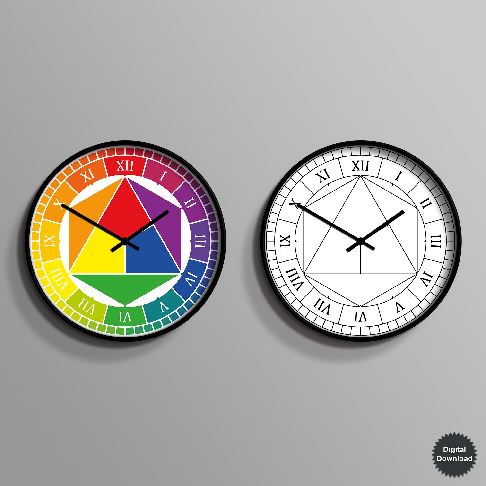 Color Theory Clock Face Printable: Watercolor Style (digital Download ...