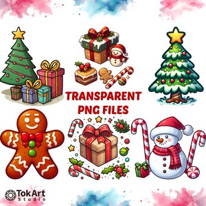 Watercolor Transparent PNG Christmas Images Set. Watercolor New Year ...