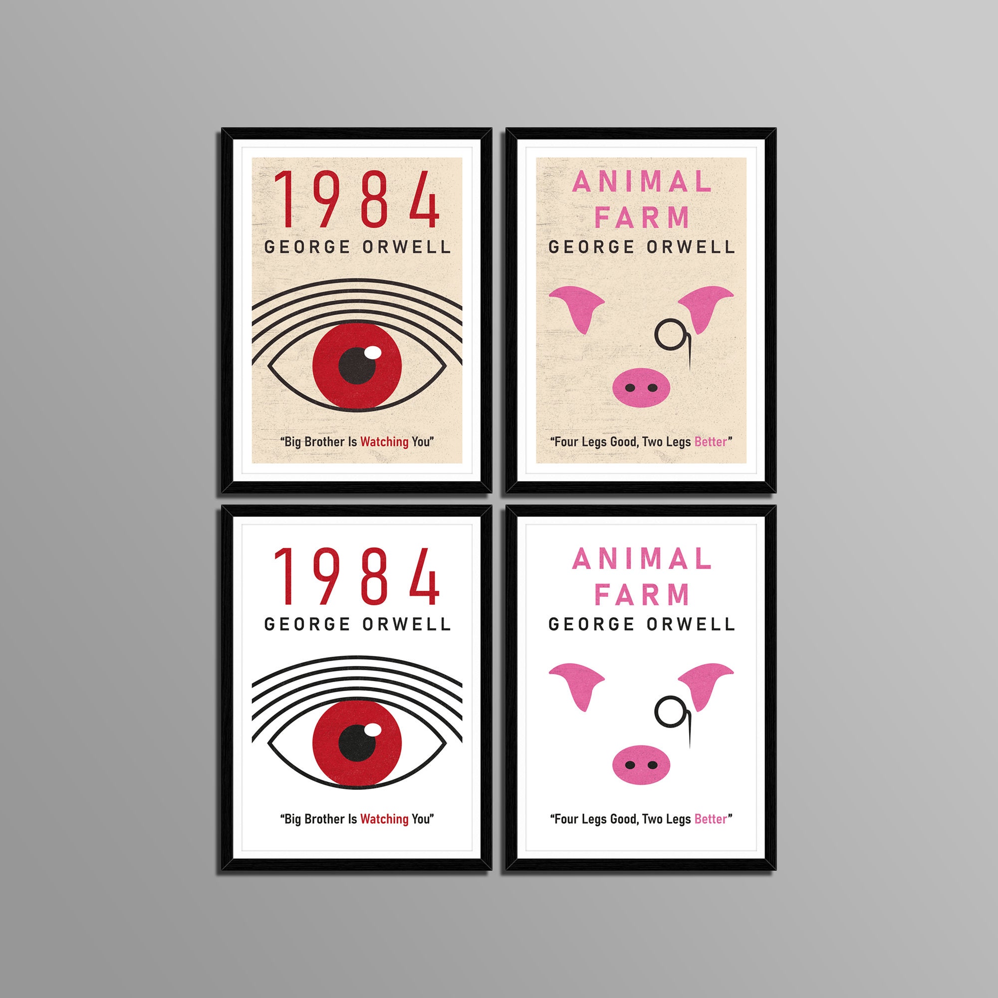 Minimal Design 1984 and Animal Farm Poster Set Printable Book - Etsy