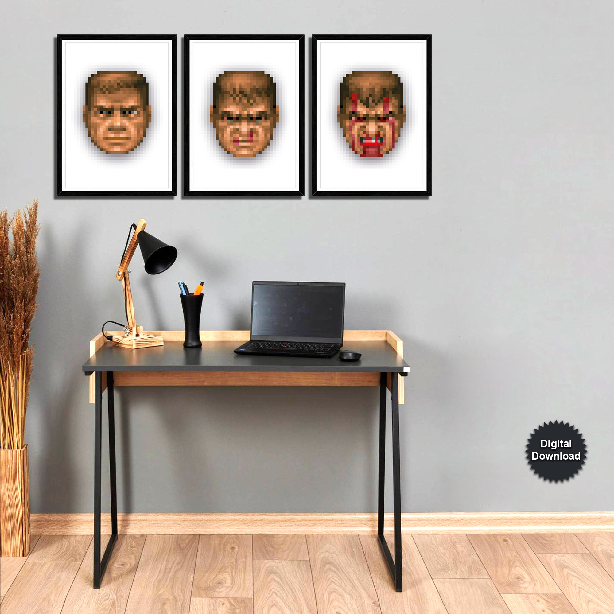 Minimalist Design Printable 1993 Doomguy Poster Set. Pixel Art Doom ...