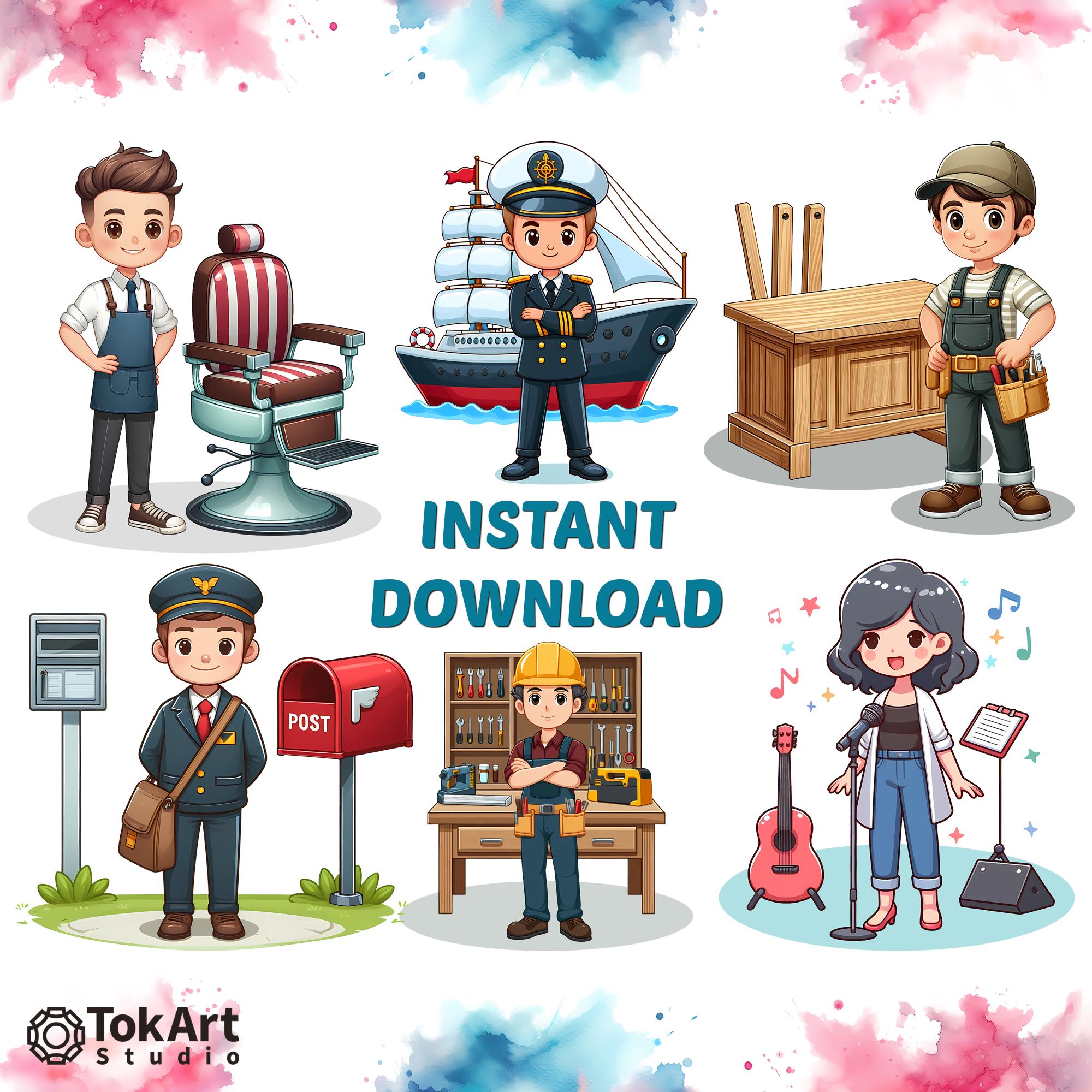 Watercolor Professions PNG Images: 35 Transparent Clipart (digital ...