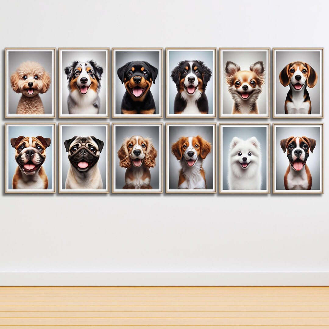 Printable Cute Dog Posters Set. Sweet Puppy Posters Set. Puppy Wall ...
