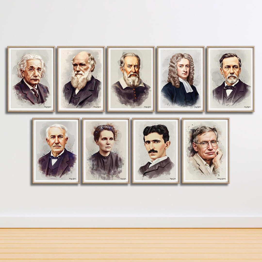Notable Scientists Watercolor Portrait Poster Set (digital Download) - Etsy UK
