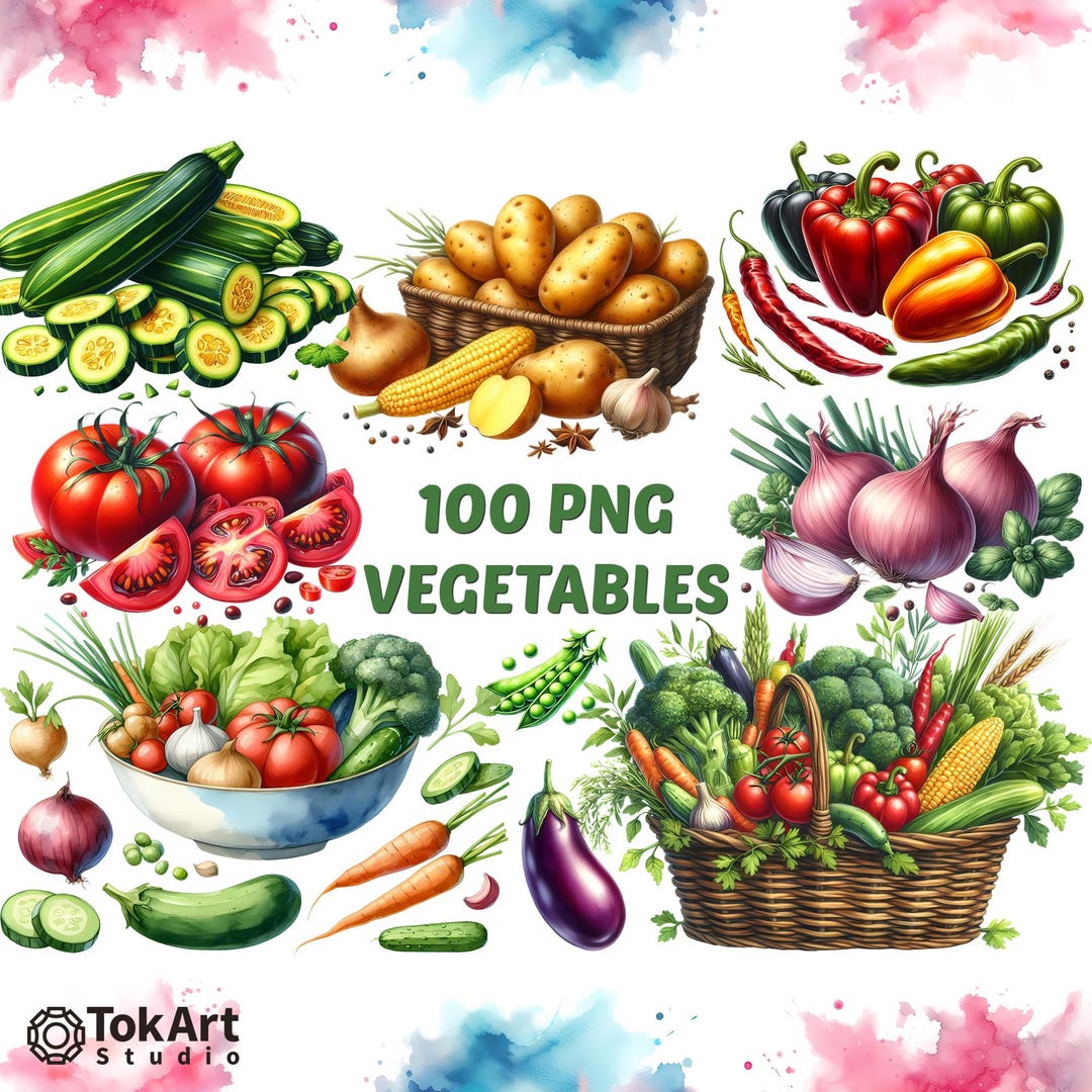 Watercolor Vegetables PNG Clipart: 100 Transparent Images (digital ...
