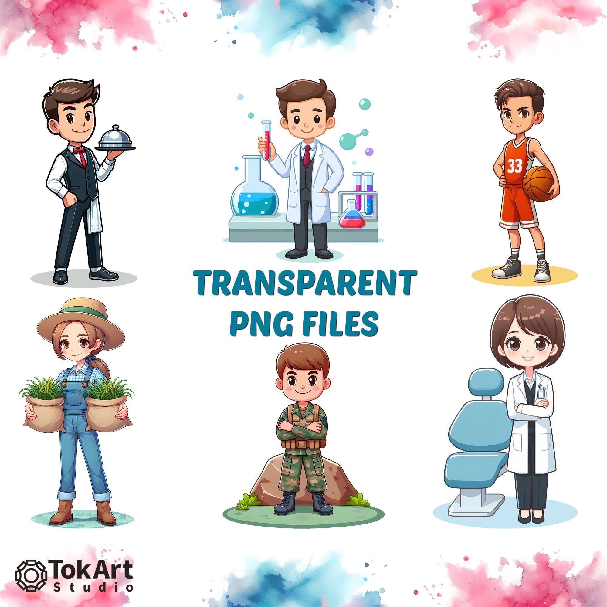 Watercolor Professions PNG Images: 35 Transparent Clipart (digital ...