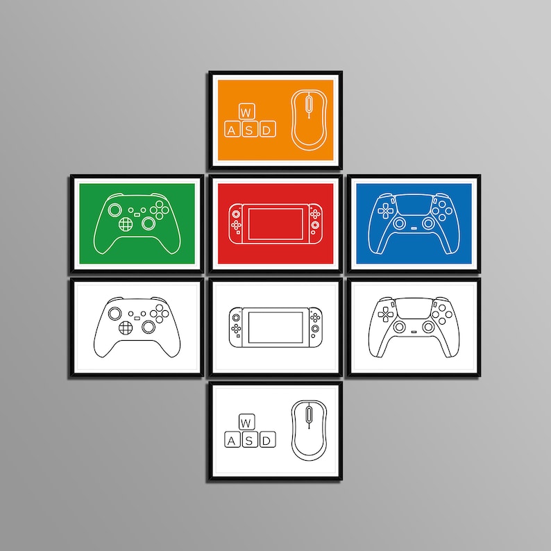 Minimal Design Printable PC and Console Gamer Poste. W,A,S,D Mouse ...