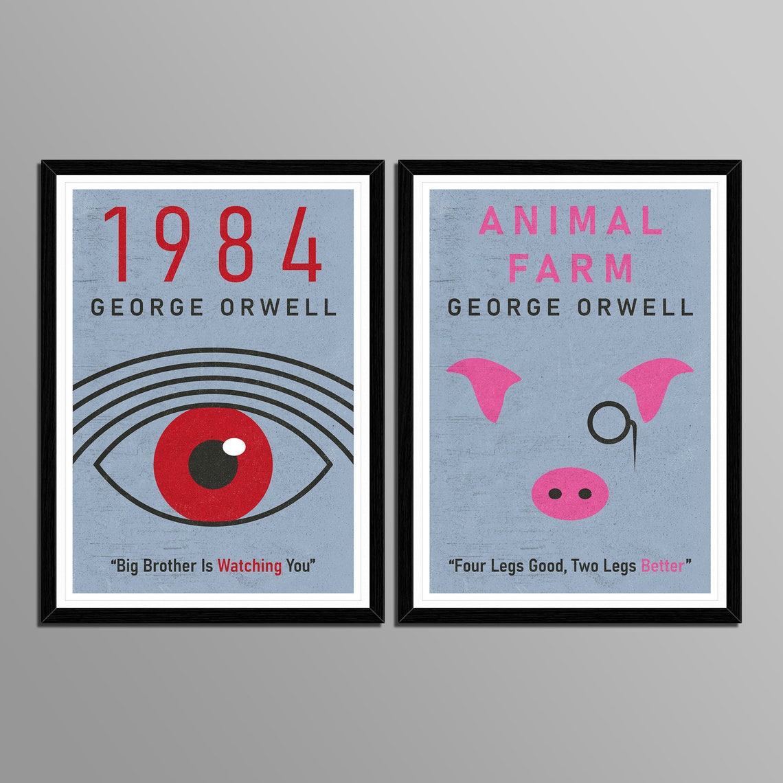 Minimal Design 1984 and Animal Farm Poster Set, Printable Book Poster ...