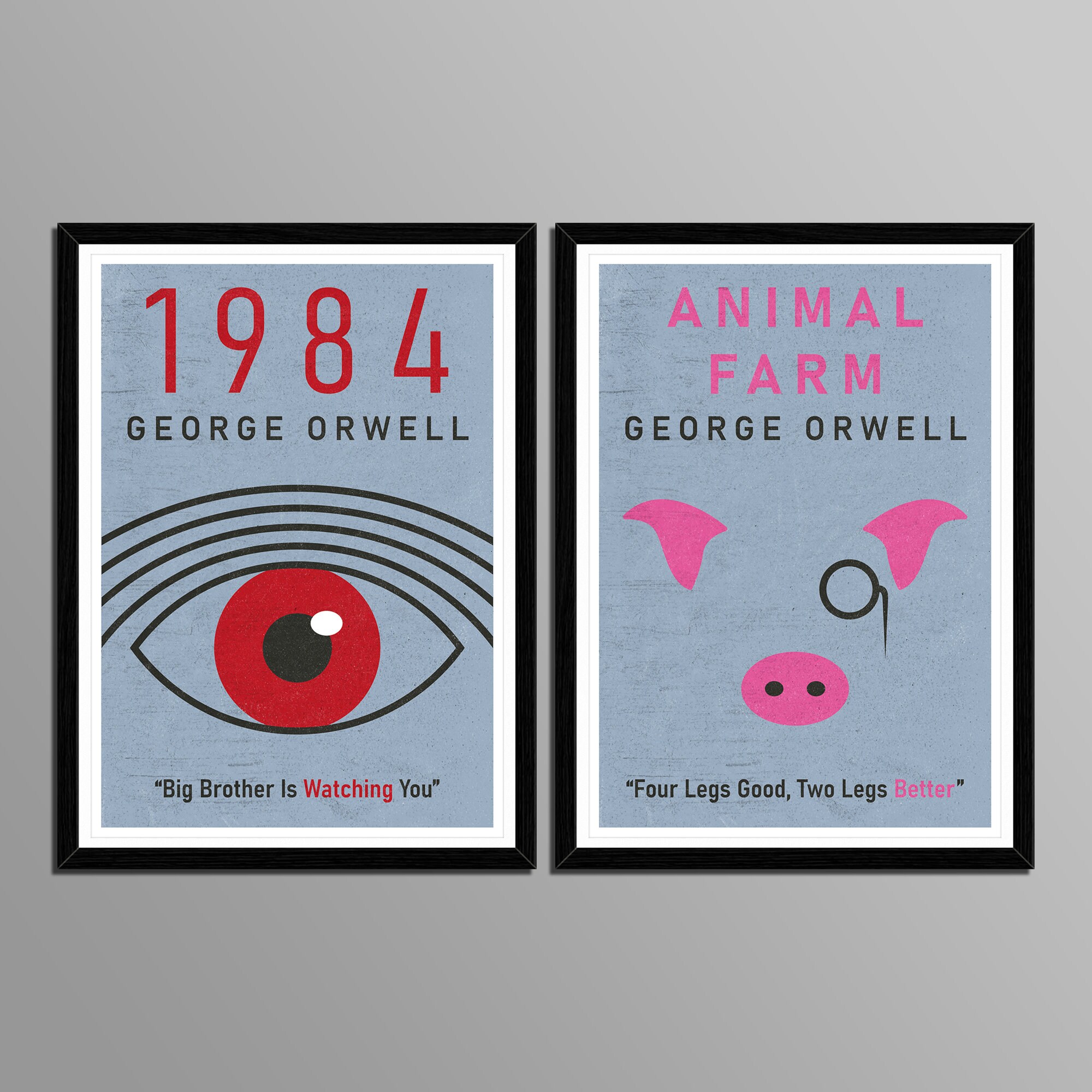 Minimal Design 1984 and Animal Farm Poster Set, Printable Book Poster ...